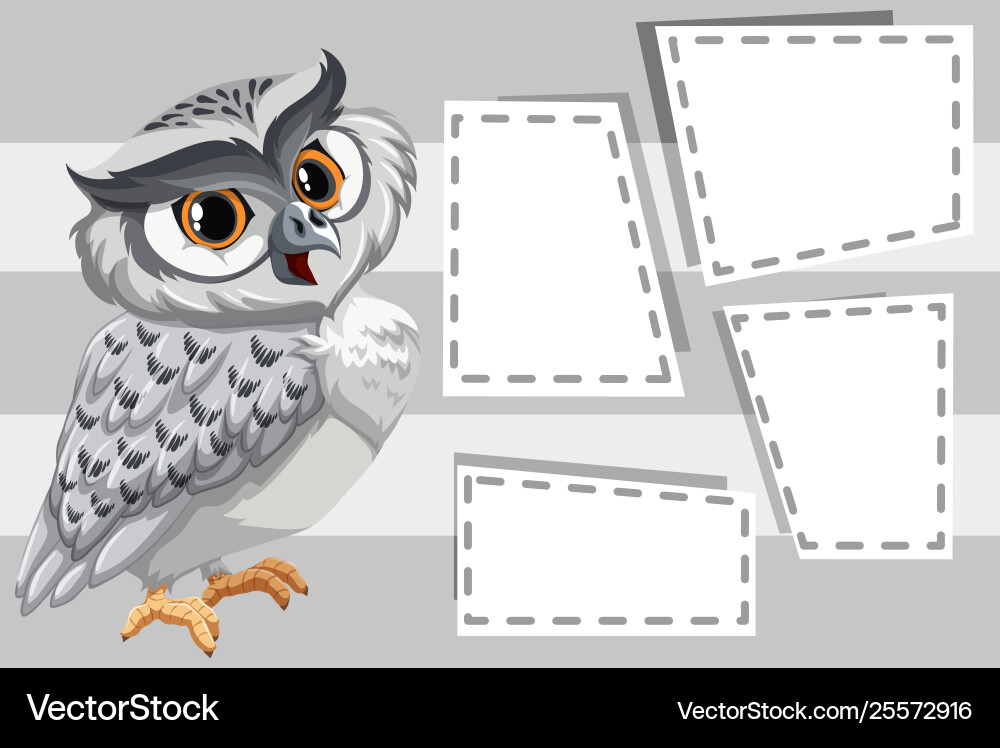 Owl on note template Royalty Free Vector Image