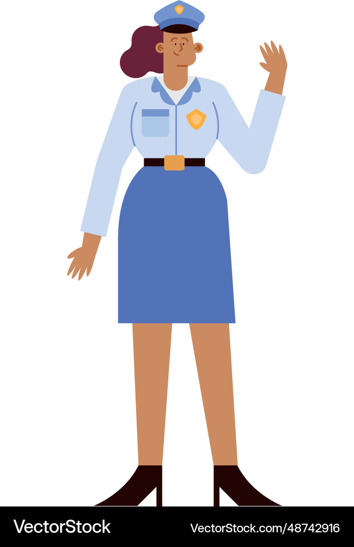 Police standing lady Royalty Free Vector Image