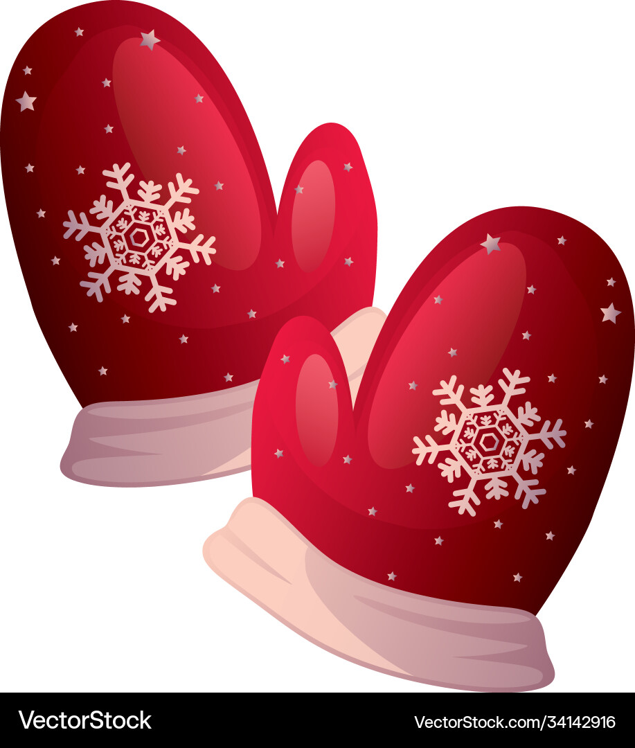 Red mittens christmas gloves on white Royalty Free Vector