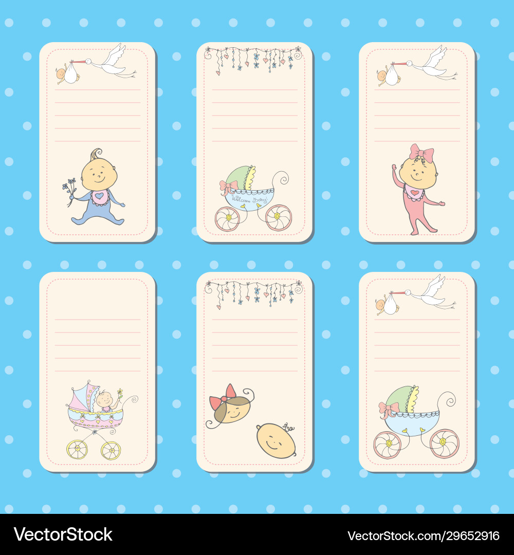 Set cards for newborn baby Royalty Free Vector Image