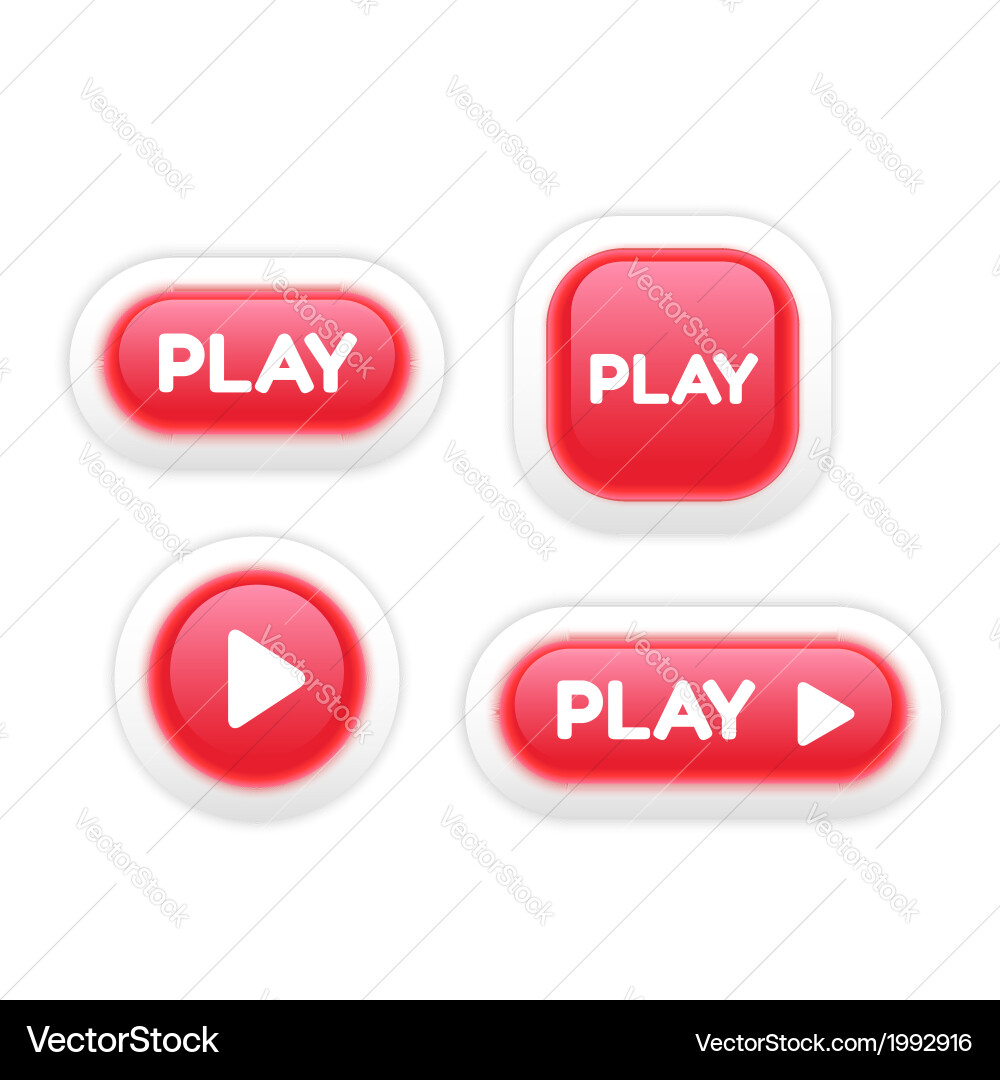 Set of play buttons isolated on white Royalty Free Vector