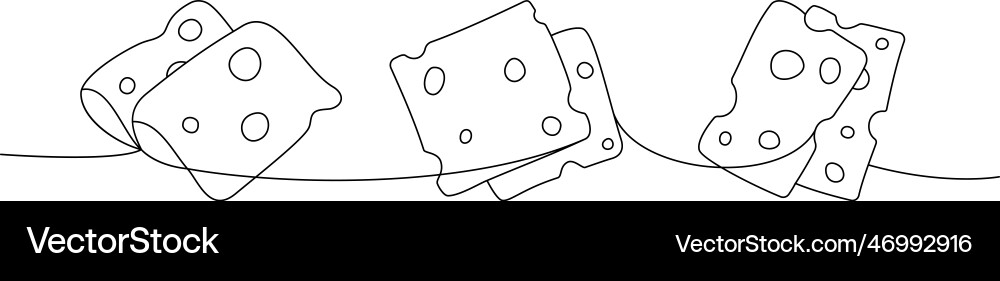 Set of sliced cheese one line continuous drawing Vector Image