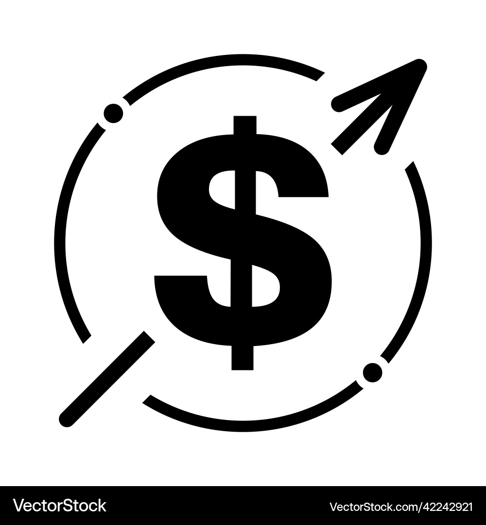 Cost symbol dollar increase icon income Royalty Free Vector