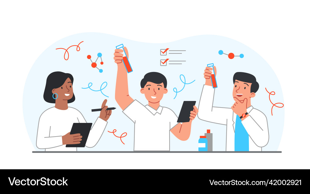 Doctors developing vaccine Royalty Free Vector Image