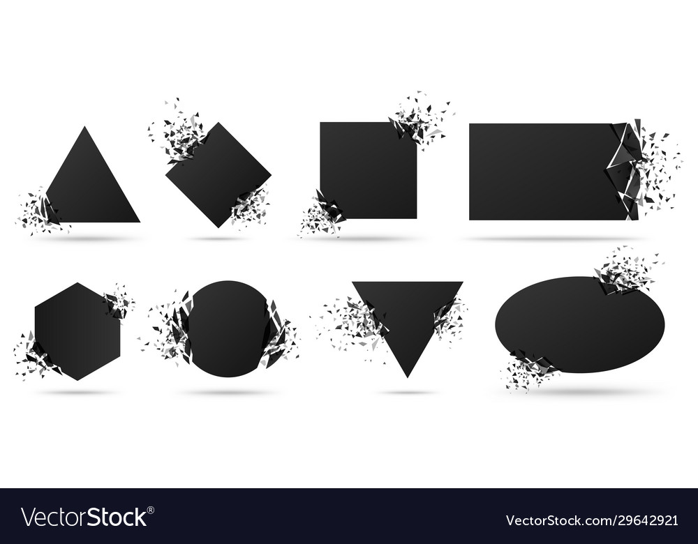 Exploded frame with spray particles explosion Vector Image