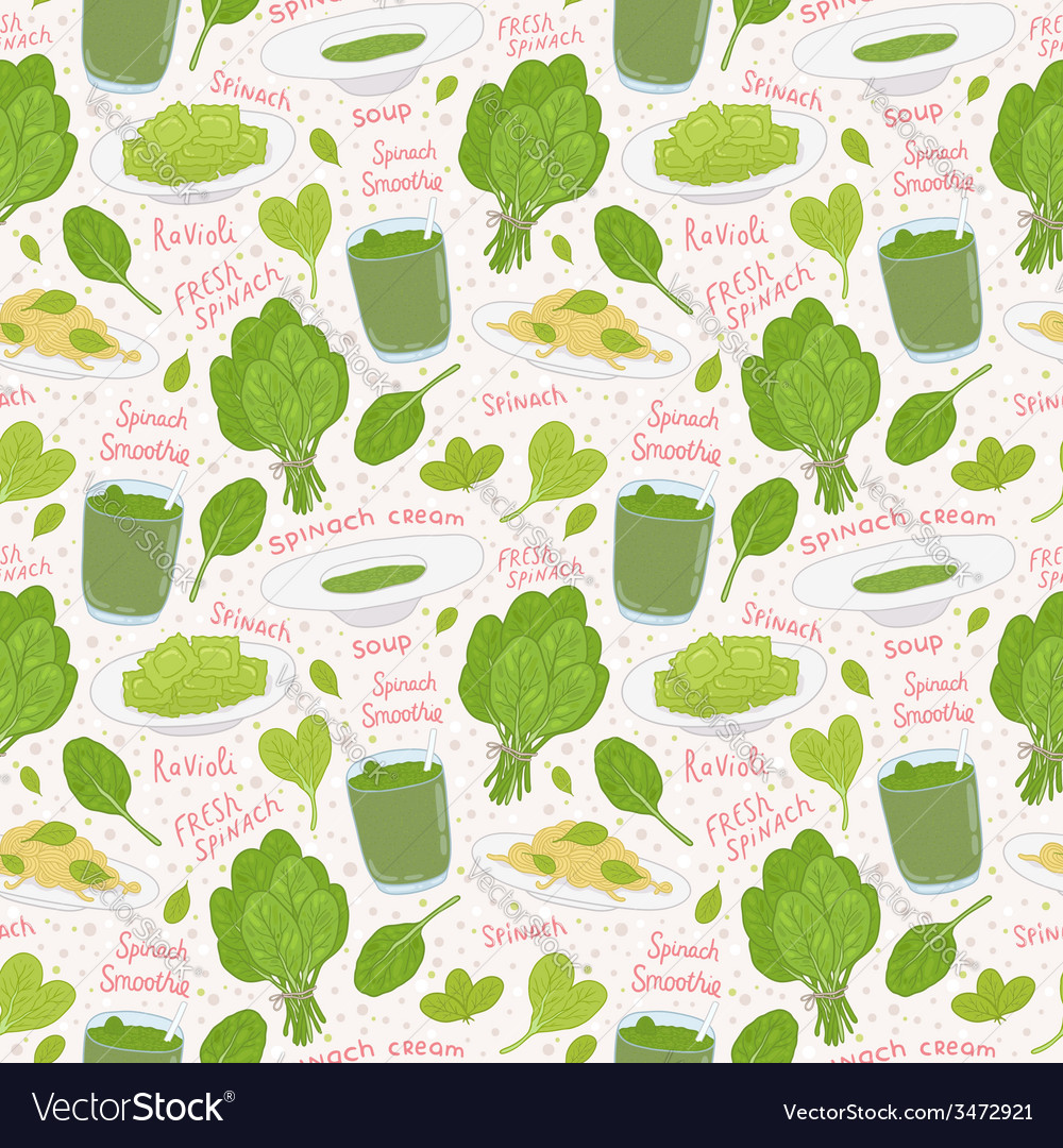 Hand drawn spinach seamless pattern Royalty Free Vector