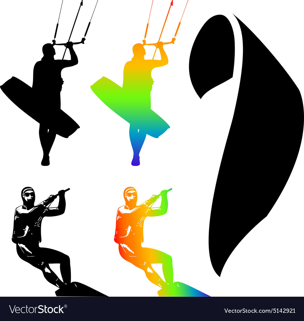 Kiteboarder set Royalty Free Vector Image - VectorStock
