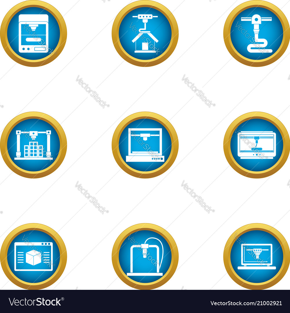 Land development icons set flat style Royalty Free Vector