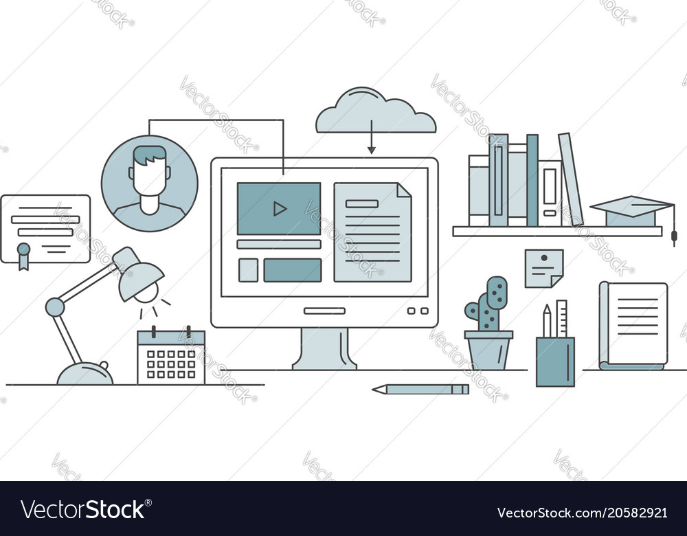 Online education and e-learning concept Royalty Free Vector