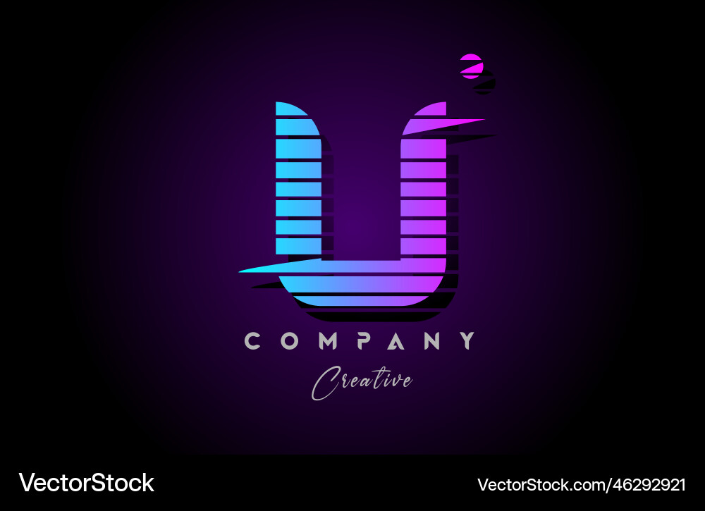 Pink blue u alphabet letter logo icon design Vector Image