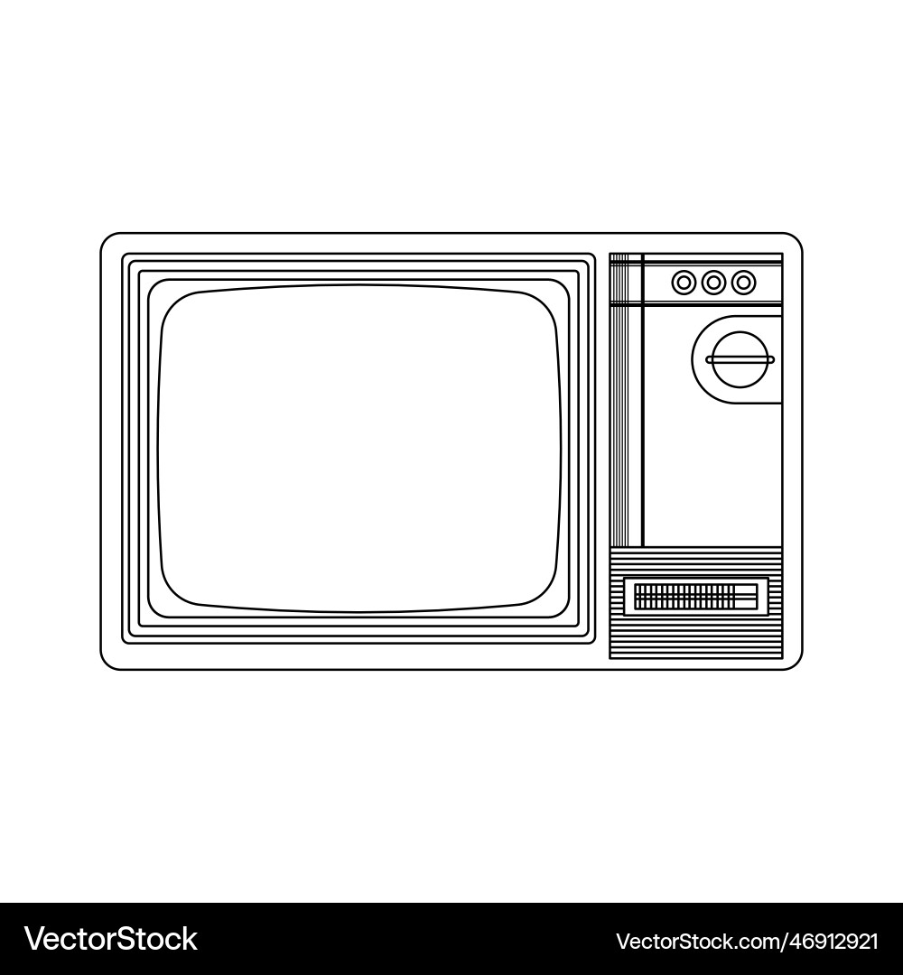 Retro tv outline icon on isolated white background