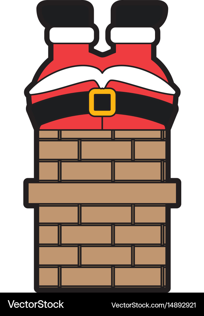 Santa claus stuck in the chimney Royalty Free Vector Image