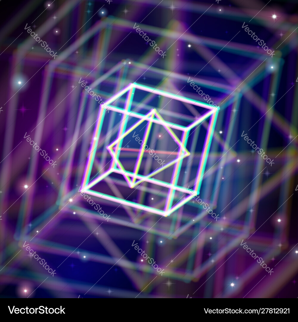 Shiny wired crystal with color aberrations Vector Image