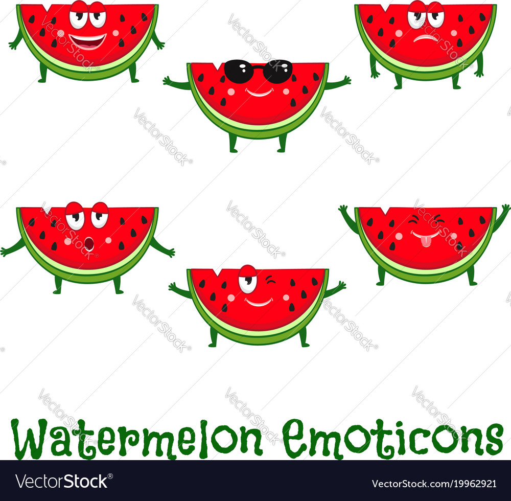 Watermelon smiles cute cartoon emoticons Vector Image