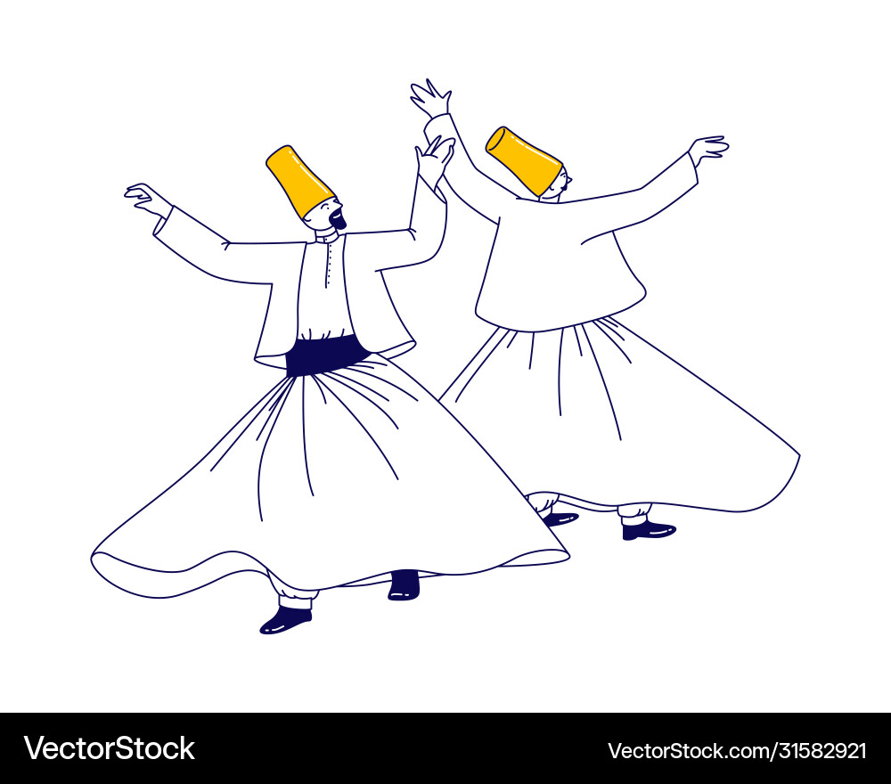 Whirling dervish characters in traditional outfit Vector Image