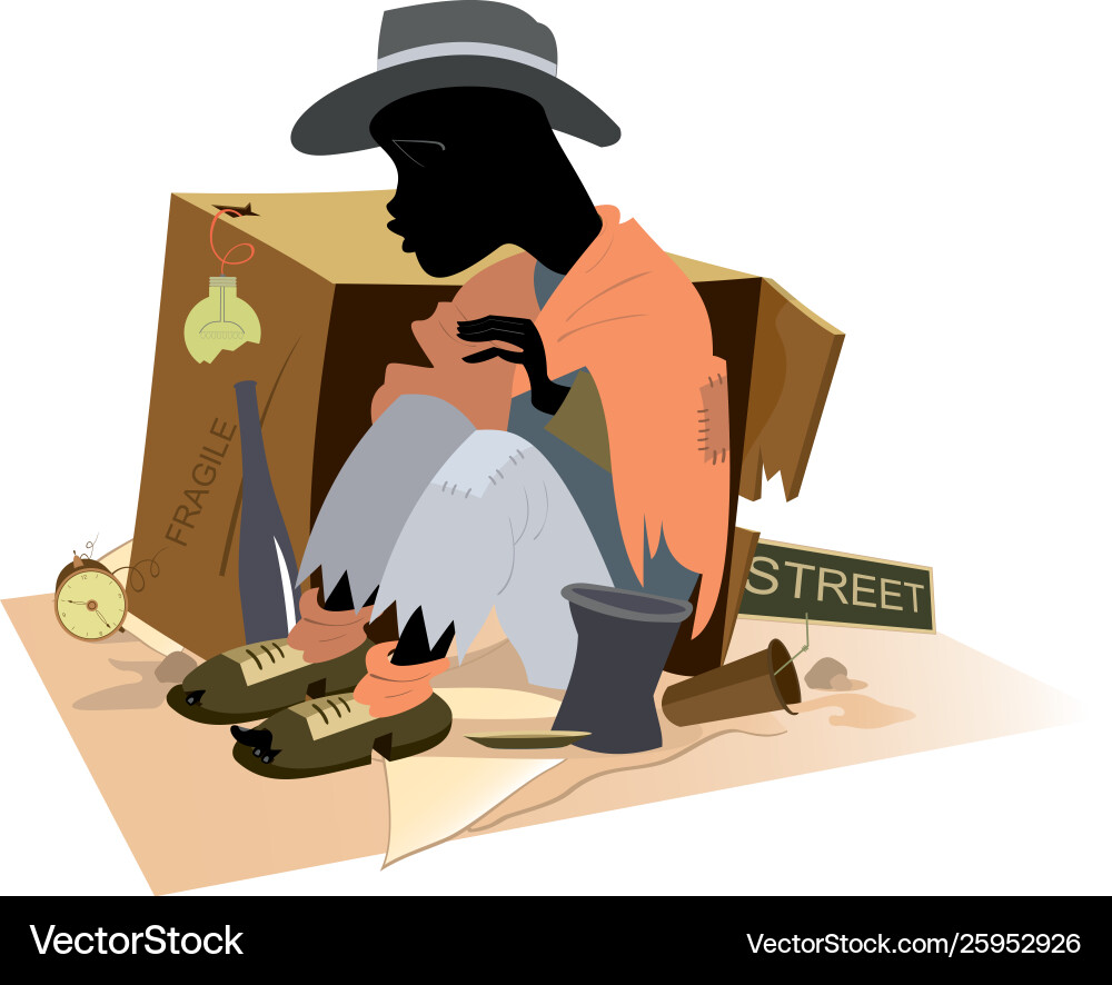 African man homeless isolated Royalty Free Vector Image