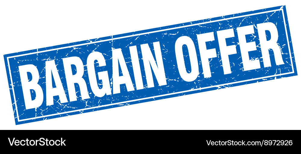 Bargain offer blue square grunge stamp on white Vector Image