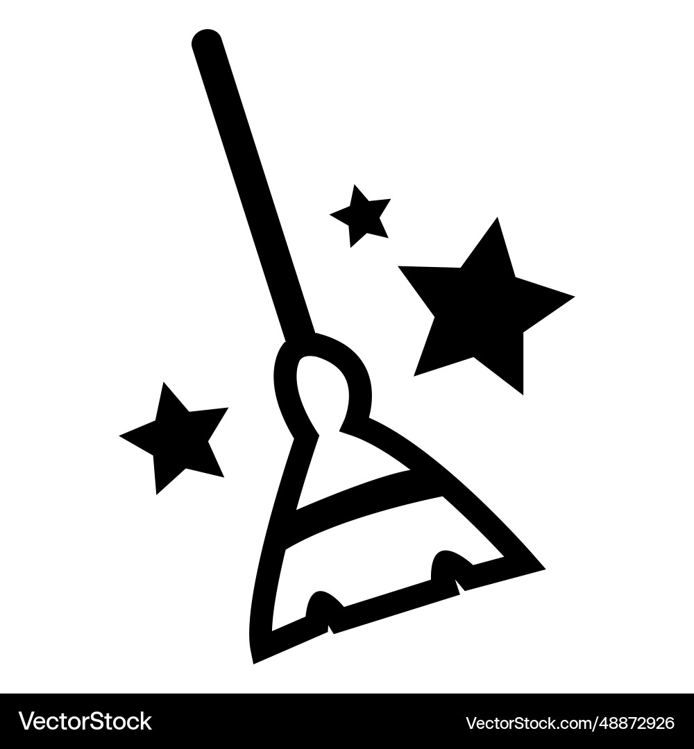 Halloween broom and stars Royalty Free Vector Image