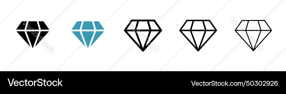High potency icon set diamond product symbol Vector Image
