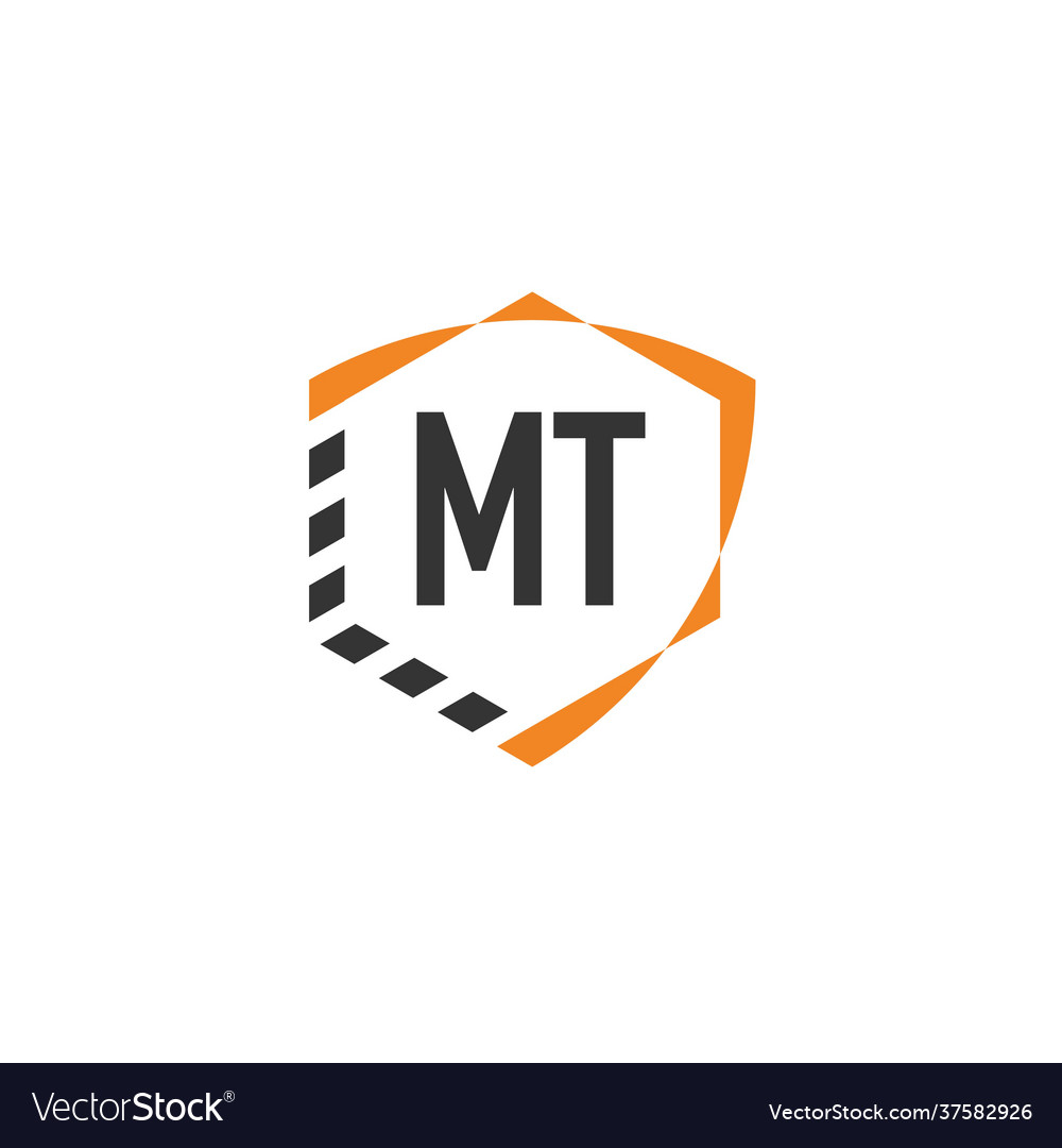 Initial letter mt shield hexagonal logo template Vector Image