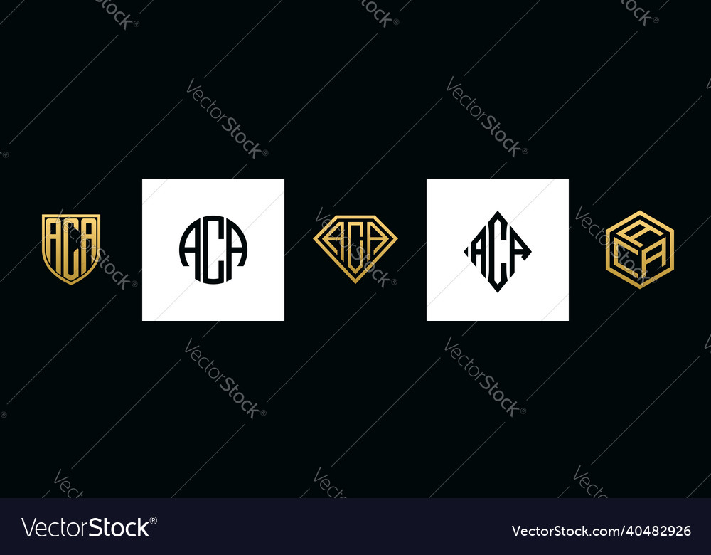 Initial letters aca logo designs bundle Royalty Free Vector