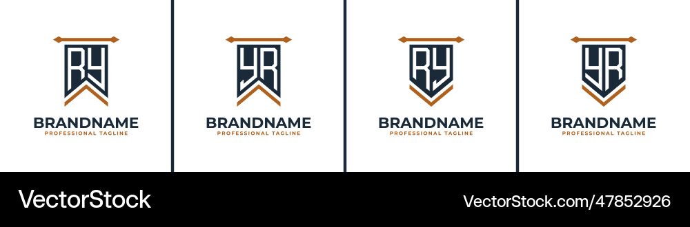 Letter ry and yr pennant flag logo set represent Vector Image