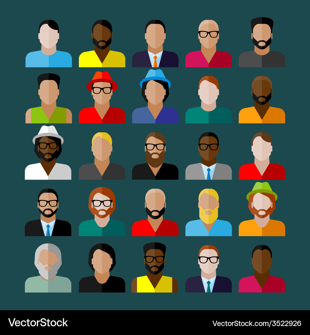 Men appearance icons people flat collection Vector Image