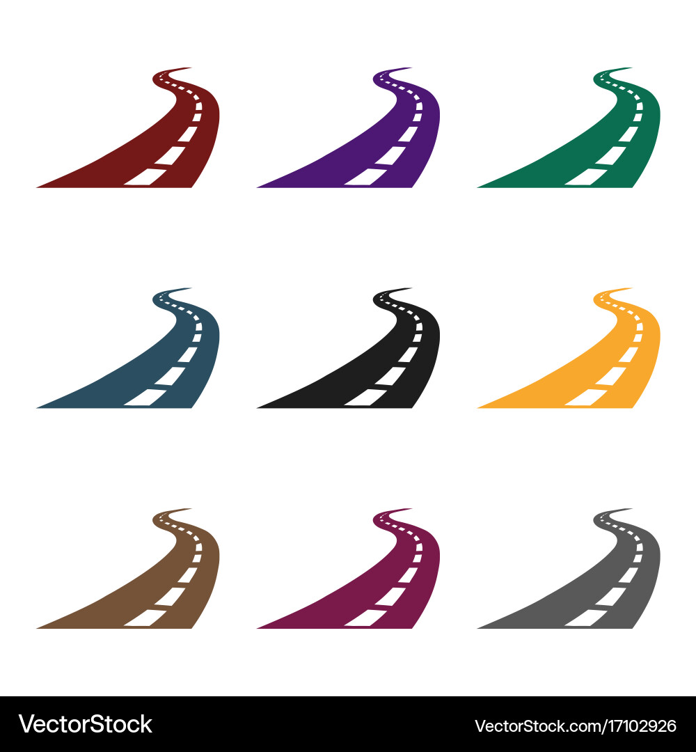 Road icon in black style isolated on white Vector Image