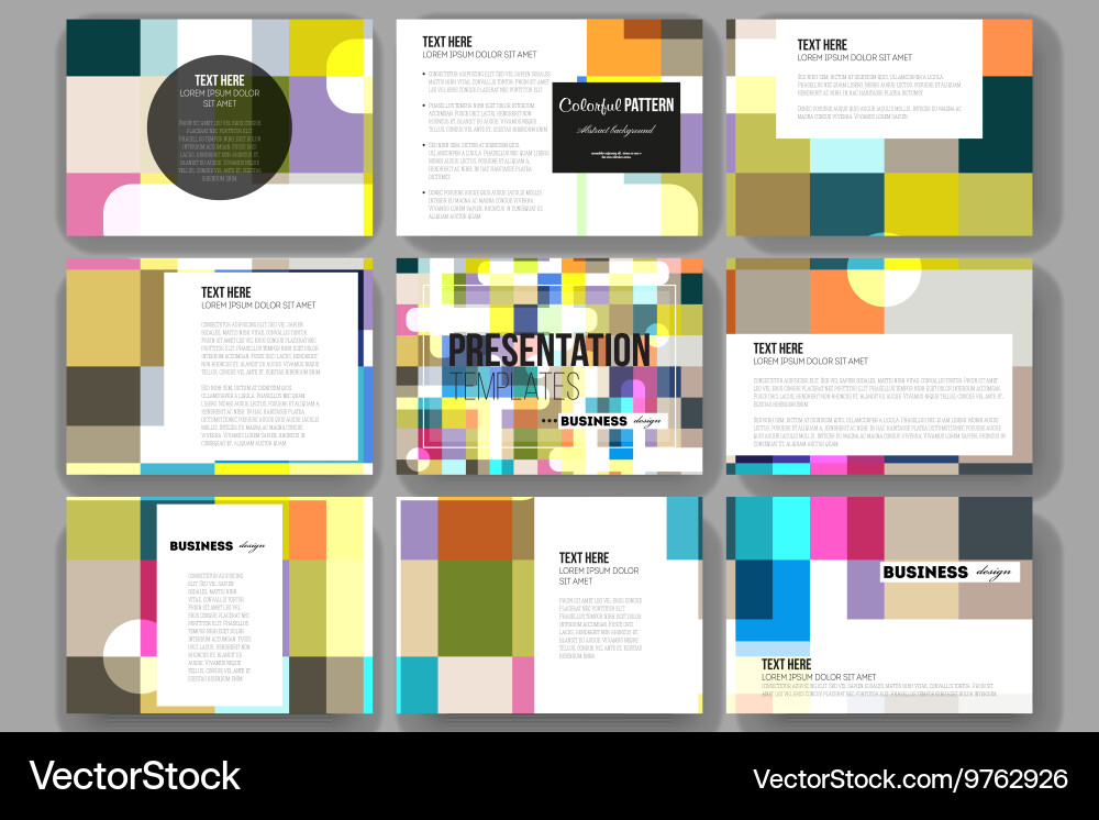 Set of 9 templates for presentation slides Vector Image