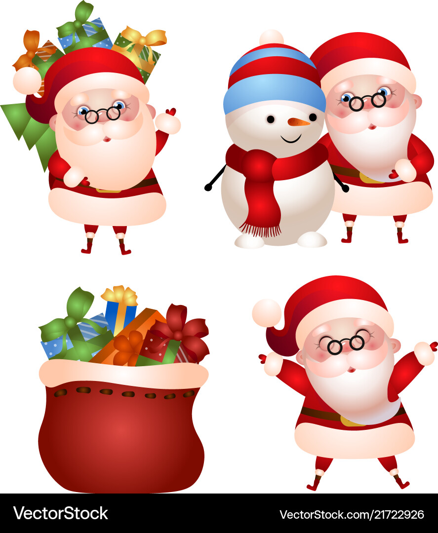 Set santa claus with gifts Royalty Free Vector Image