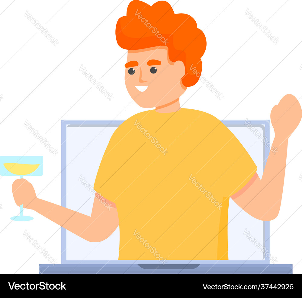 Virtual online party icon cartoon style Royalty Free Vector