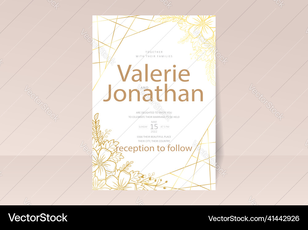 Wedding invitation template with floral outline Vector Image