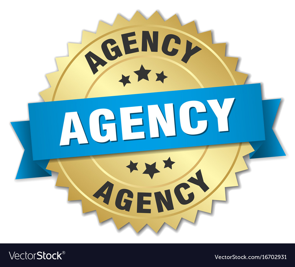 Agency round isolated gold badge Royalty Free Vector Image