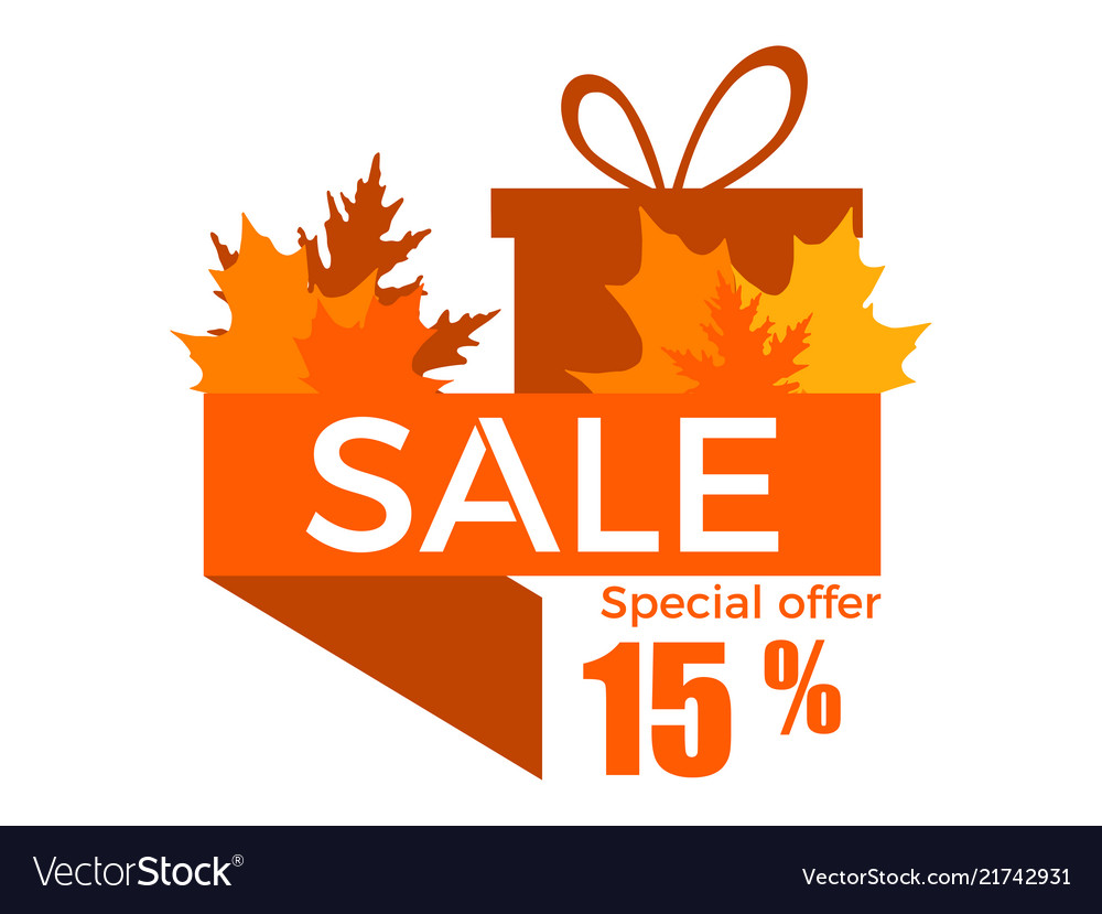 Autumn Sale 15 Discount Ribbon With Yellowed Vector Image