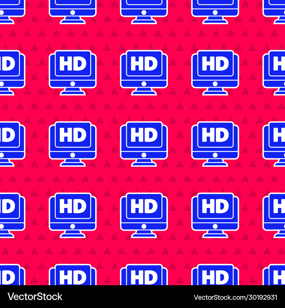 Blue computer pc monitor display with hd video Vector Image