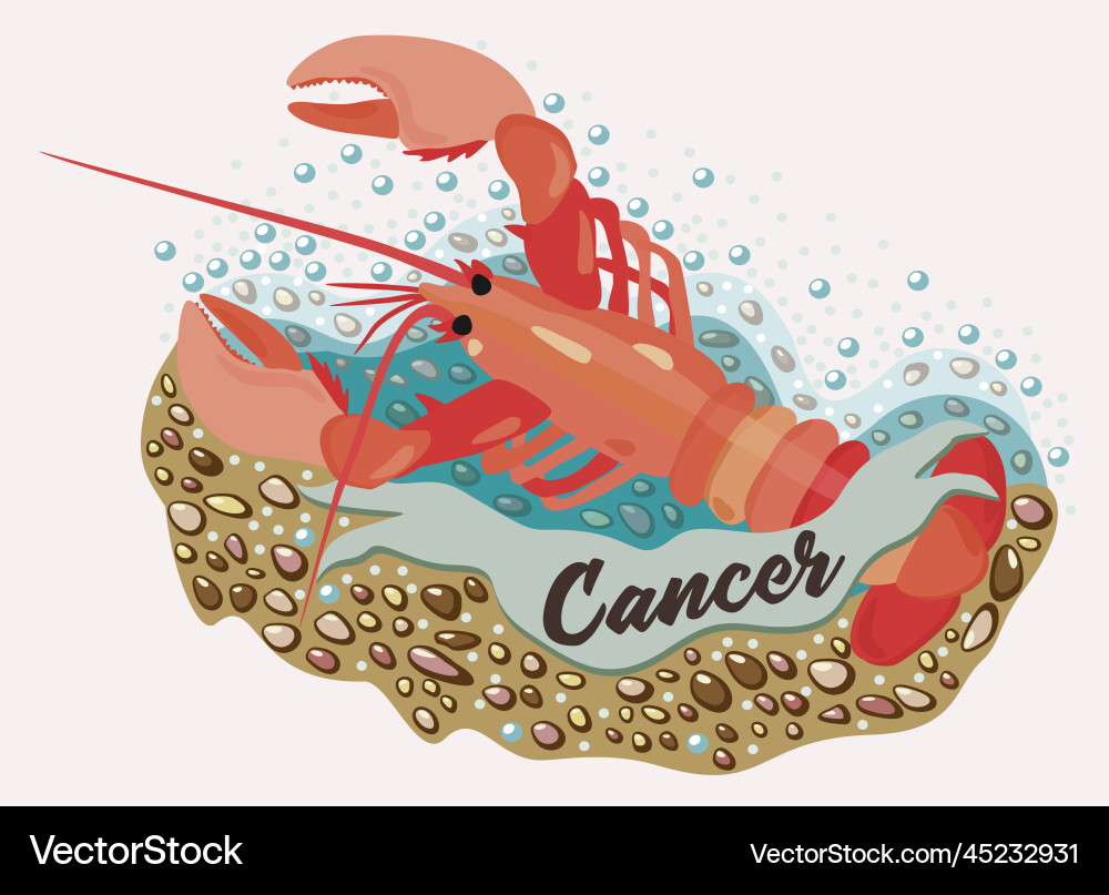 Cancer zodiac sign isolated composition Royalty Free Vector