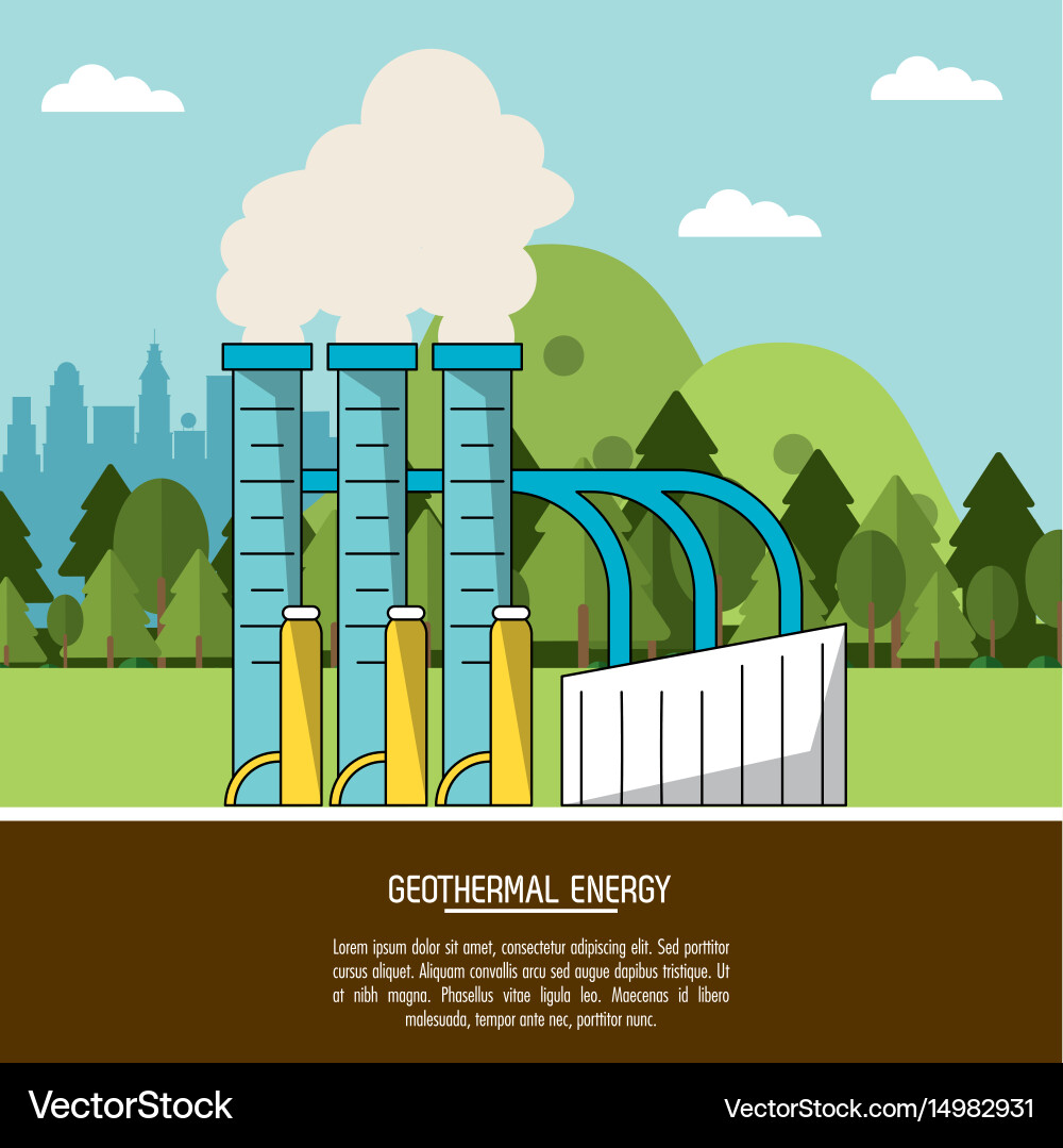Color landscape background geothermal energy Vector Image