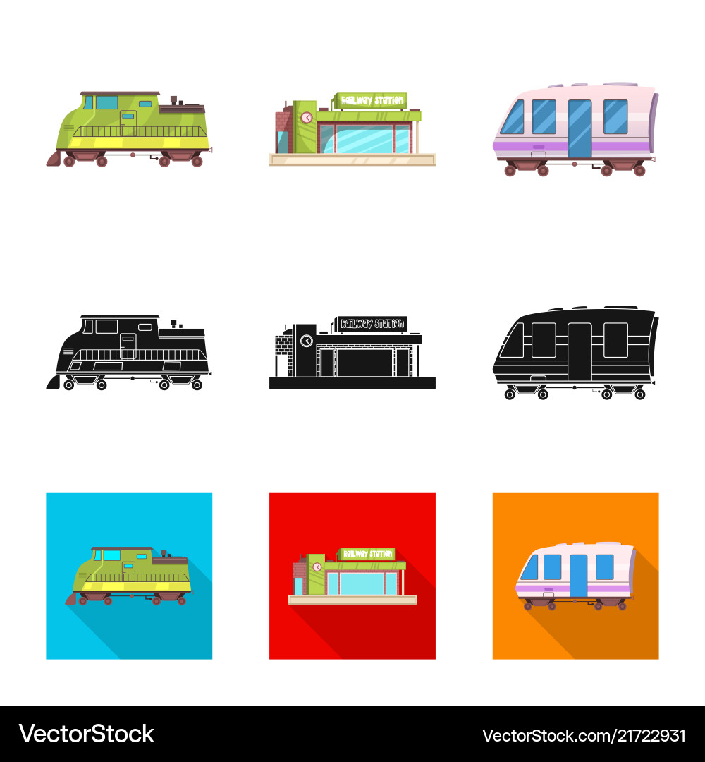 Design train and station sign Royalty Free Vector Image