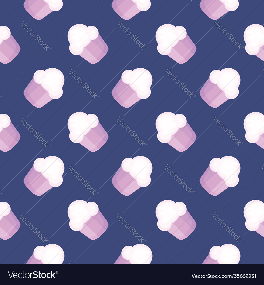 Ice cream cupcake seamless pattern on a dark Vector Image