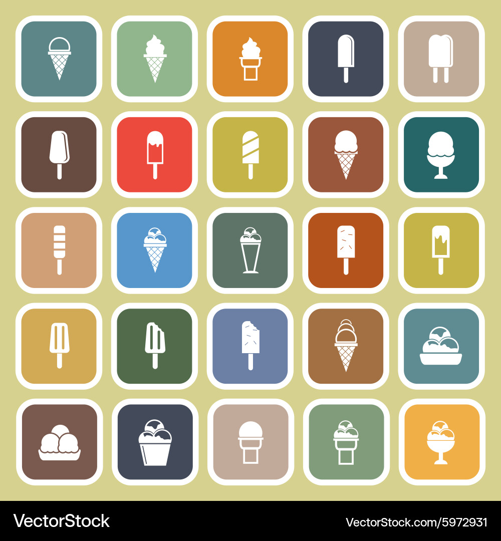 Ice cream flat icons on yellow background Vector Image