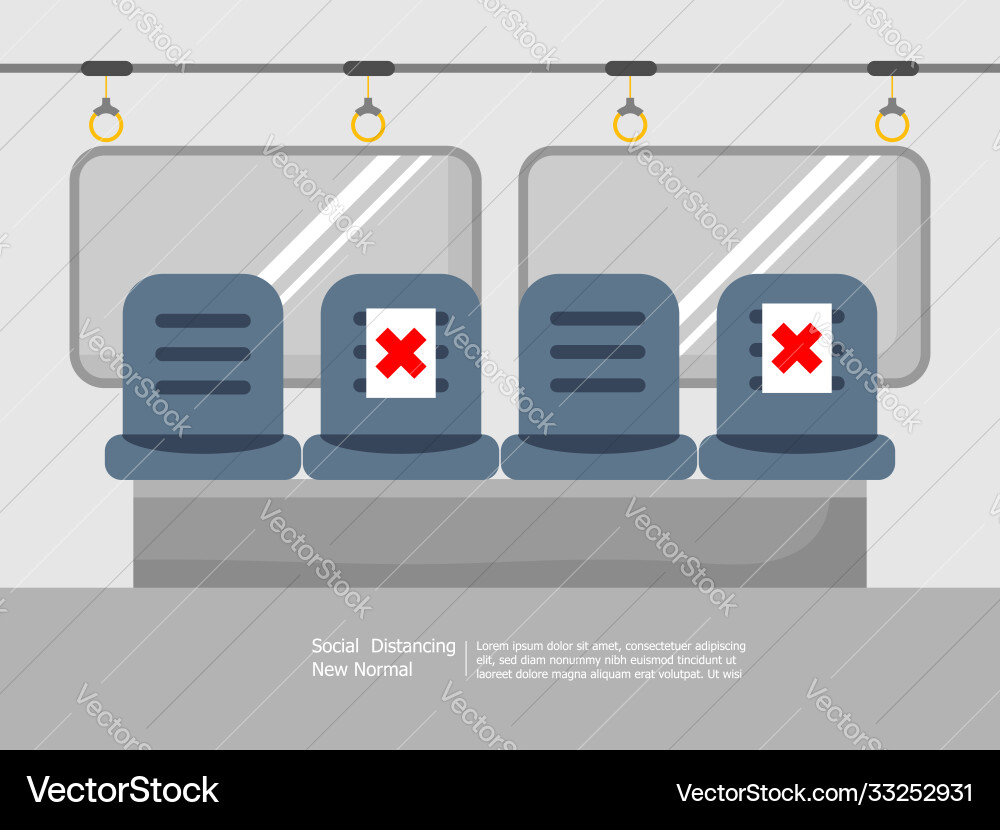 Public transportation seats with social distancing