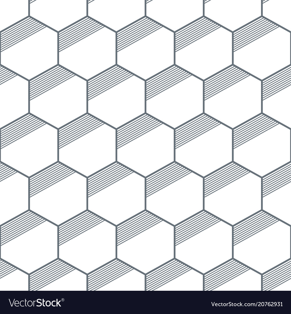Seamless geometric abstract patterns of hexagons Vector Image