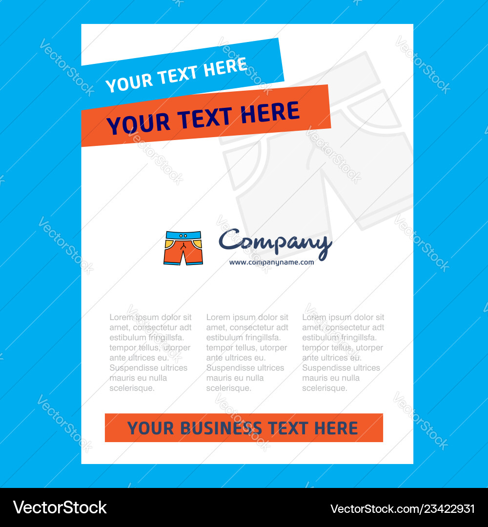 Shorts title page design for company profile Vector Image
