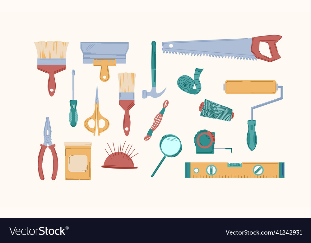 Various working tools Royalty Free Vector Image