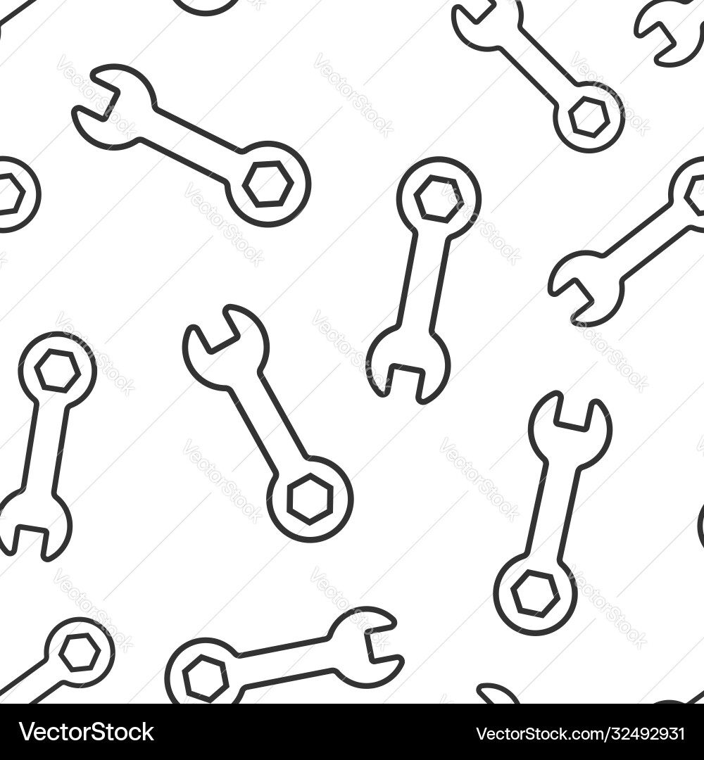 Wrench icon in flat style spanner key on white Vector Image