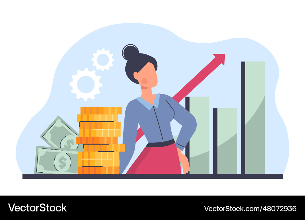Business woman with graphs concept Royalty Free Vector Image