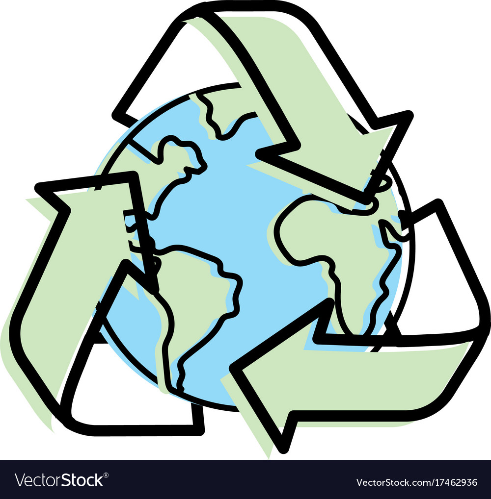 Earth planet with recycle symbol design Royalty Free Vector