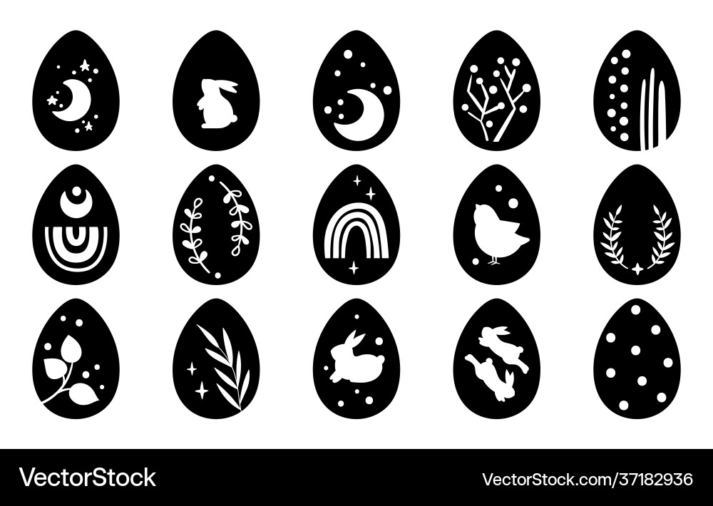 Easter eggs black and white kids clipart Vector Image