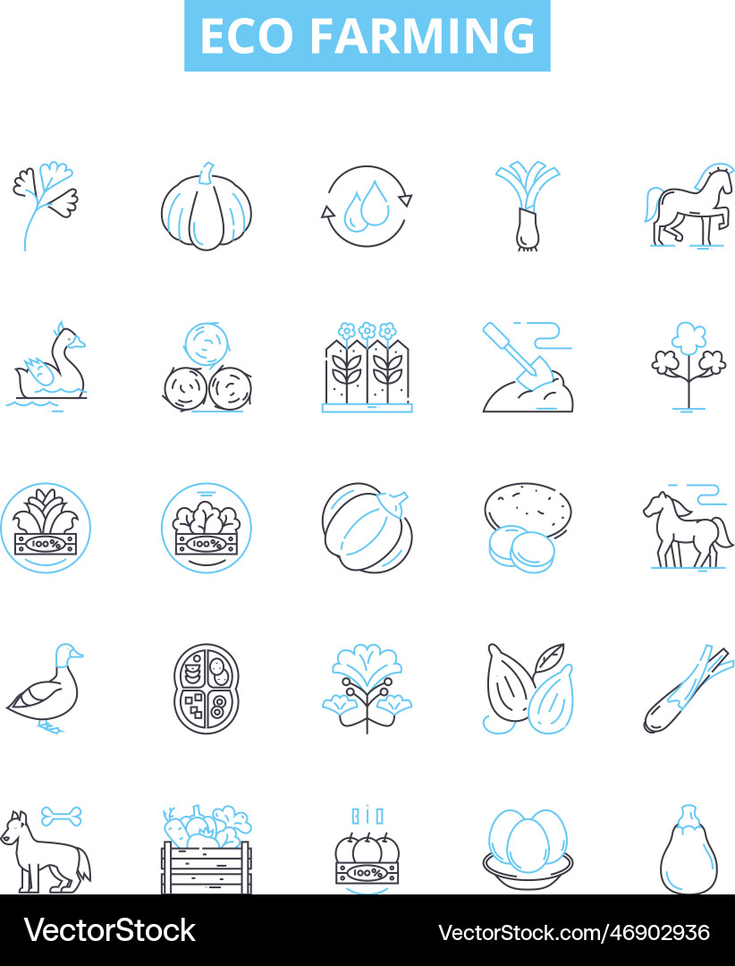Eco farming line icons set Royalty Free Vector Image
