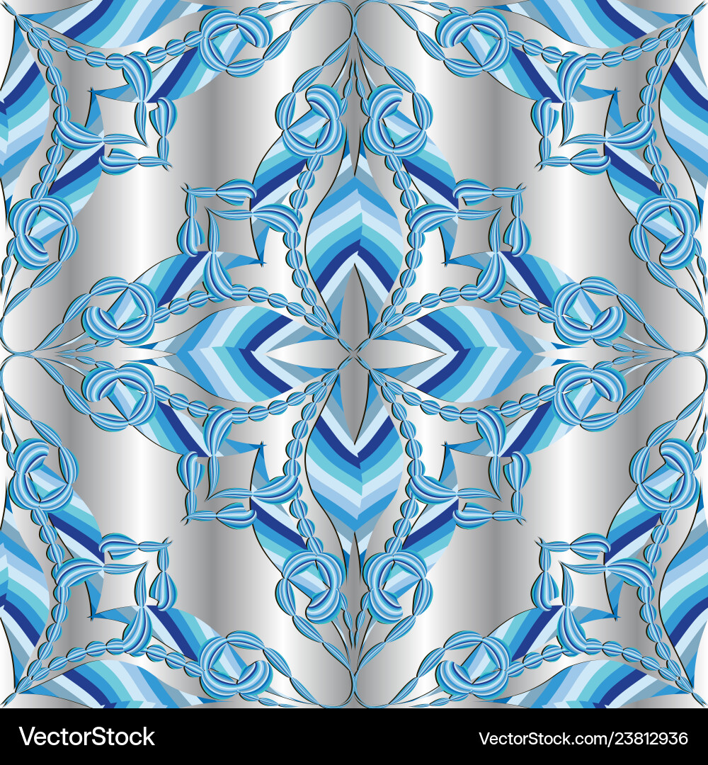 Elegance light blue striped floral seamless Vector Image